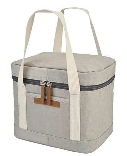 Out of the Woods Insulated Lunch Bag Mini Walrus – Vegan Picnic Bag/Cooler Tote with Zippered Body & Front Pocket – Sustainable, Reusable Soft Side Cooler Bag with Straps, Stone