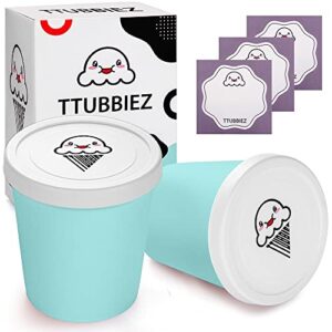 ttubbiez ice cream containers (2 pack - 1 quart each), ice cream containers for homemade ice cream, ice cream storage containers for freezer, 1 quart freezer containers for ice cream storage - mint chip