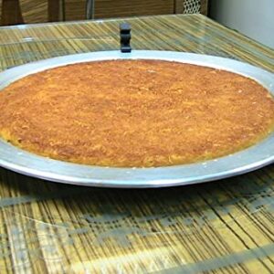 DLK - 18'' XXL - Big Aluminum Kunefe Tray, Kunafa Plate set, Kunefe Pan for Sweet ,Kunafeh or Kadaifi, Silver