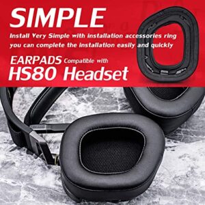 HS80 Ear Pads Compatible with HS80 Headset I Thicker Enhanced Memory Foam - More Soft Comfort Protein Leather by DIMOST