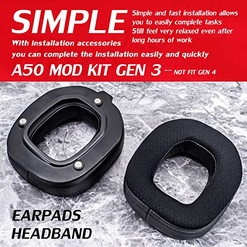 A50 GEN 3 MOD KIT Cooling Gel Ear Pads for Astro A50 GEN 3 Headset I with Headband/Breathable Mesh by DIMOST - NOT FIT GEN 4