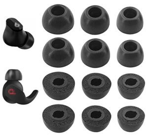 memory foam ear tips noise canceling foam eartips ear plug ear tip gels compatible with beats studio buds/beat fit pro, [fit in case],l/m/s 3 size 6 pairs,black (foampsb6p)