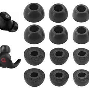 Memory Foam Ear Tips Noise Canceling Foam Eartips Ear Plug Ear Tip Gels Compatible with Beats Studio Buds/Beat Fit Pro, [Fit in Case],L/M/S 3 Size 6 Pairs,Black (Foampsb6p)