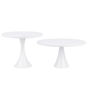 vilavita 2 pieces cake stands set modern round cupcake stands metal dessert display cake stand, white