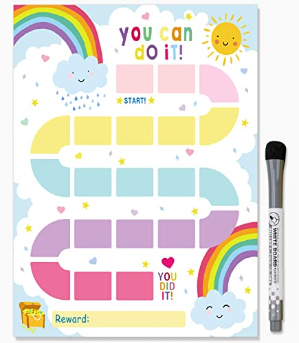 Rainbow Magnetic Dry Erase Chore Chart for Kids, Rainbow Task Reward Chore Behavior Chart -Magnetic Chore Chart for Kids Multiple Kids- Good Behavior Chart for Kids at Home 8 x 10 inch