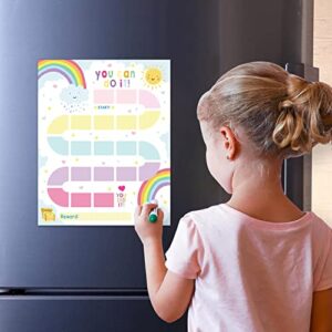 Rainbow Magnetic Dry Erase Chore Chart for Kids, Rainbow Task Reward Chore Behavior Chart -Magnetic Chore Chart for Kids Multiple Kids- Good Behavior Chart for Kids at Home 8 x 10 inch