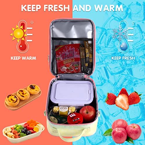 Pop Lunch Box for Girls Kids Insulated Lunch Bag, Rainbow Push Bubble Girls Lunch Box for School Supplies Office, Leakproof Cooler Lunch Tote Bag with Adjustable Strap, Birthday Back to School Gifts