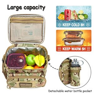 MOV COMPRA Tactical Lunch Bag for Men, Insulated Lunch Box Leakproof Large Capacity with MOLLE Water Bottle Pouch Lunchbox for Adult Work Picnic（Camouflage Green）