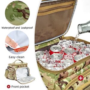 MOV COMPRA Tactical Lunch Bag for Men, Insulated Lunch Box Leakproof Large Capacity with MOLLE Water Bottle Pouch Lunchbox for Adult Work Picnic（Camouflage Green）