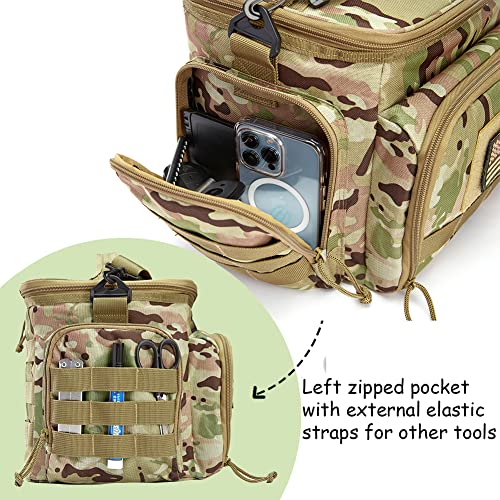 MOV COMPRA Tactical Lunch Bag for Men, Insulated Lunch Box Leakproof Large Capacity with MOLLE Water Bottle Pouch Lunchbox for Adult Work Picnic（Camouflage Green）