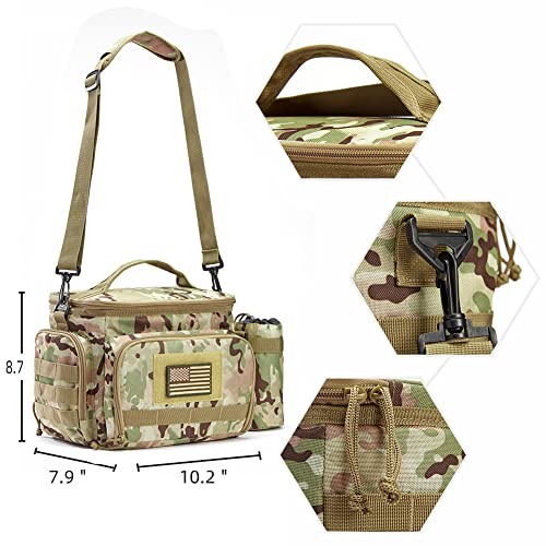 MOV COMPRA Tactical Lunch Bag for Men, Insulated Lunch Box Leakproof Large Capacity with MOLLE Water Bottle Pouch Lunchbox for Adult Work Picnic（Camouflage Green）