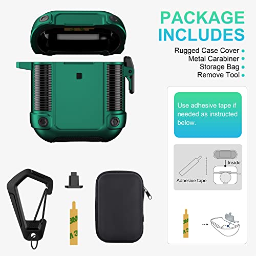 Valkit Compatible with Airpods Case Cover with Lock, Full-Body Military Rugged Shockproof AirPod 2nd Generation Case for Men Women Hard Shell Air Pod 2 & 1 Protective Skin with Keychain, Green