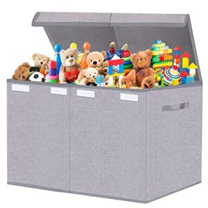 pantryily toy box storage organizer - large collapsible kids toys chest boxes container bins with lids & handles for nursery,playroom,office 26.8 "x13.8 x16 (grey)