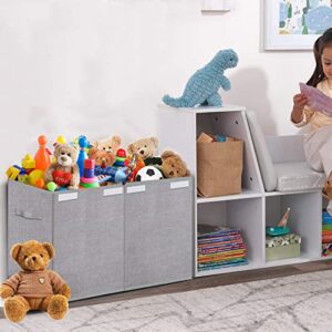 Pantryily Toy Box Storage Organizer - Large Collapsible Kids Toys Chest Boxes Container Bins with Lids & Handles for Nursery,Playroom,Office 26.8 "x13.8 x16 (Grey)