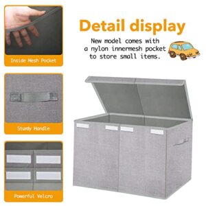 Pantryily Toy Box Storage Organizer - Large Collapsible Kids Toys Chest Boxes Container Bins with Lids & Handles for Nursery,Playroom,Office 26.8 "x13.8 x16 (Grey)