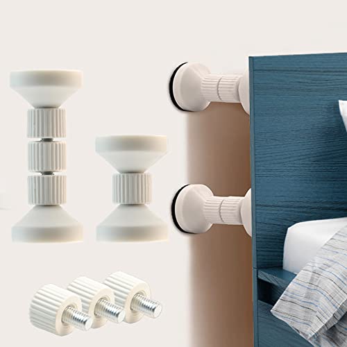 Adjustable Threaded Bed Frame Anti-Shake Tool, Headboard Stoppers Fixer, Bedside Anti Shake Telescopic Support Stabilizer for Room Wall, Beds, Cabinets, Sofas, Protect The Wall from Banging, White