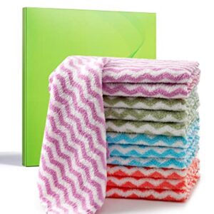 YOHOTA 12 Pack Microfiber Cleaning Cloth,10 Inch x 10 Inch,Drying & Auto Detailing,Kitchens,Bathrooms,Offices,Kitchen Towels and Dishcloths Set (Pink,Green,Blue,Purpel)