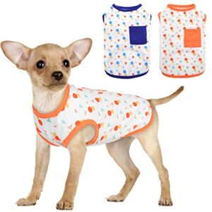 preferhouse 2 pieces dog t-shirt dog cat geometry print vest with pocket puppy kitten tee pet apparel summer breathable t-shirts suitable for small and medium pets (x-large, white)