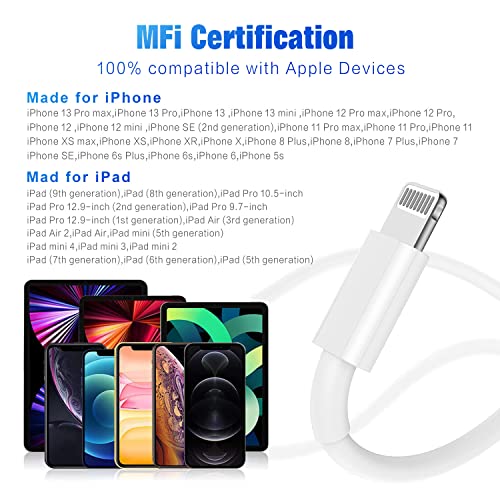 Jeercor iPhone Charger 3Pack 6FT MFi Certified Lightning Cable Fast Charging Cords iPhone Cable Compatible with iPhone 14 13 12 11 XS XR X Pro Max Mini 8 7 6S 6 Plus 5S SE iPad iPod AirPods