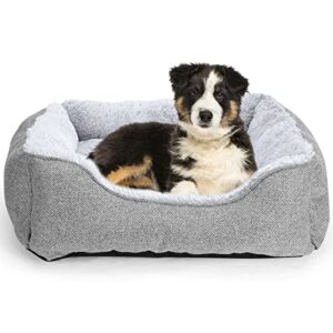 furtime medium dog beds for medium dogs, rectangle washable dog bed, orthopedic dog bed soft and comfy calming puppy bed waterproof dog cuddler sofa pet bed with anti-slip bottom m(25''x21''x8'')