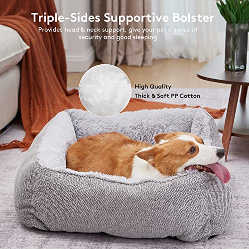 FURTIME Medium Dog Beds for Medium Dogs, Rectangle Washable Dog Bed, Orthopedic Dog Bed Soft and Comfy Calming Puppy Bed Waterproof Dog Cuddler Sofa Pet Bed with Anti-Slip Bottom M(25''x21''x8'')