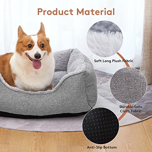 FURTIME Medium Dog Beds for Medium Dogs, Rectangle Washable Dog Bed, Orthopedic Dog Bed Soft and Comfy Calming Puppy Bed Waterproof Dog Cuddler Sofa Pet Bed with Anti-Slip Bottom M(25''x21''x8'')