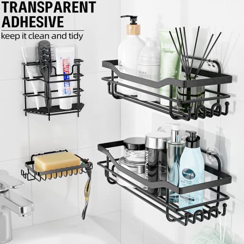 QQJOYCCI 4 Pack Shower Caddies Bathroom Shelf,No Drilling Adhesive Bathroom Storage Organizer,304 Stainless Steel Rustproof Shower Rack for Bathroom Organizer/Shower Organizer/Kitchen