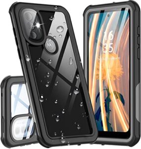 goldju for motorola moto g power 2022 case waterproof, 360° full body protection built-in screen protector heavy duty cover ip68 underwater shockproof case for for moto g power 2022 5g 6.5'' black