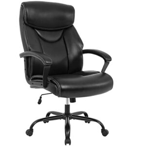 big and tall office chair 500lbs wide seat ergonomic desk chair with lumbar support arms high back pu leather executive task computer chair