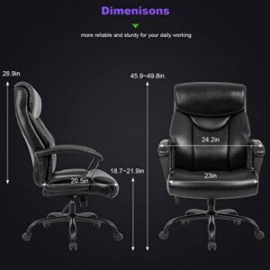 Big and Tall Office Chair 500lbs Wide Seat Ergonomic Desk Chair with Lumbar Support Arms High Back PU Leather Executive Task Computer Chair