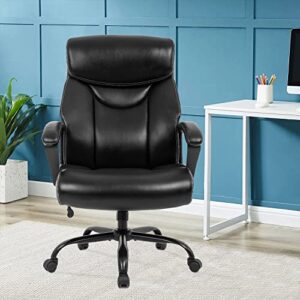 Big and Tall Office Chair 500lbs Wide Seat Ergonomic Desk Chair with Lumbar Support Arms High Back PU Leather Executive Task Computer Chair