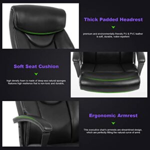 Big and Tall Office Chair 500lbs Wide Seat Ergonomic Desk Chair with Lumbar Support Arms High Back PU Leather Executive Task Computer Chair