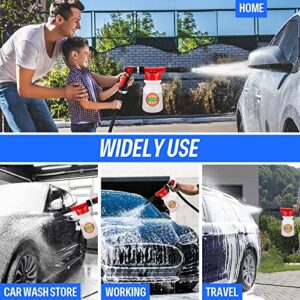 Car Wash Foam Gun, 16 IN 1 Foam Cannon, Adjustable Hose Wash Sprayer with 2.5-6 Ratio Dial Foam Blaster, 1L Bottle, Nozzles, Wash Mitten, 1/2” Quick Connector for Garden Hose, for Car/Garden Cleaning