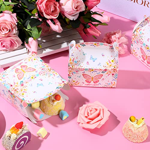 24 Pcs Butterfly Party Favor Treat Box Spring Butterfly Party Goodie Gift Box Butterfly Flower Gift Wrap Boxes Kraft Candy Treat Paper Boxes Butterfly Birthday Party Supplies for Baby Shower Wedding