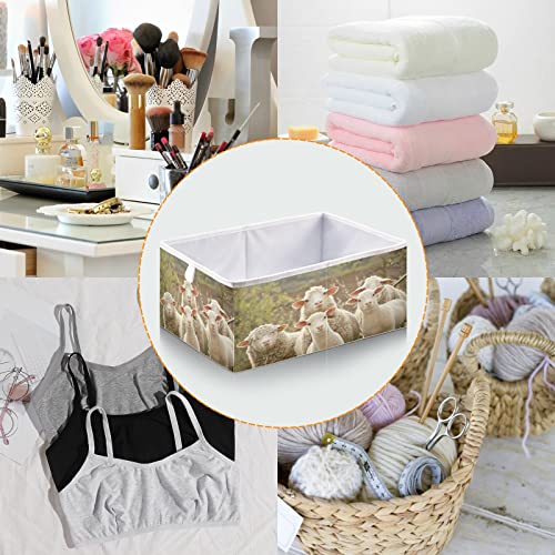 STAYTOP Collapsible Storage Bins, Closet Storage Basket, Closet Organizers Fabric Storage Boxes for Home, Office, Car, Nursery-Cute Little Sheep