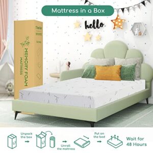 Airdown Twin Mattress, 6 Inch Memory Foam Mattress in a Box for Kids with Breathable Bamboo Cover, Medium Firm Green Tea Gel Mattress for Bunk Bed, Trundle Bed, CertiPUR-US Certified, Made in USA