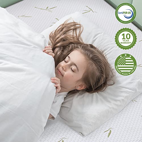 Airdown Twin Mattress, 6 Inch Memory Foam Mattress in a Box for Kids with Breathable Bamboo Cover, Medium Firm Green Tea Gel Mattress for Bunk Bed, Trundle Bed, CertiPUR-US Certified, Made in USA