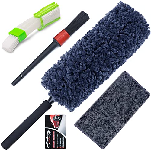 Car Duster Kit, Ultra Soft Microfiber Duster with Storage Bag, Unbreakable Handle, Lint & Scratch Free, Exterior or Interior Use, Pollen Remover, Best Car Accessories for Cleaning Dasboard SUV Home