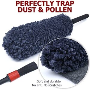 Car Duster Kit, Ultra Soft Microfiber Duster with Storage Bag, Unbreakable Handle, Lint & Scratch Free, Exterior or Interior Use, Pollen Remover, Best Car Accessories for Cleaning Dasboard SUV Home