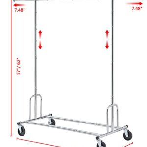 Tajsoon Heavy Duty Clothes Rack,Foldable Garment Rack,Freestanding Commercial Clothing Rack,Adjustable Rolling Clothes Organizer With Wheels And Bottom Storage Display Shelf,Metal,Stackable,Chrome…