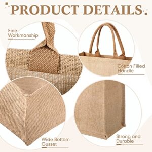 12 Pack Burlap Tote Bag Large Jute Tote Bags with Handles Blank Burlap Reusable Grocery Bags Water Resistant for Bridesmaid Gift Travel Shopping DIY Crafts Bags,jute Black, 15.4x12.2x5.9 Inches