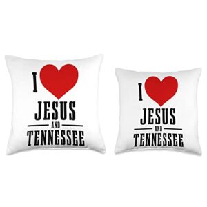 I Love Jesus & Tennessee Love Jesus and Tennessee TN Christian Throw Pillow, 18x18, Multicolor