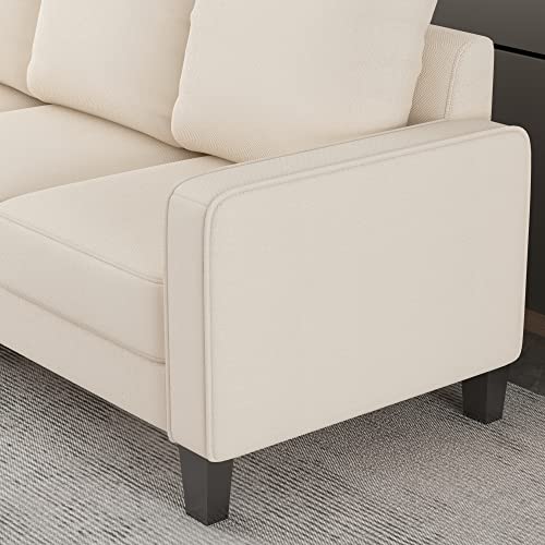 DNChuan 3 Seater Sofa Couch,Fabric with Storage Space/Tool-Free Assembly,Beige