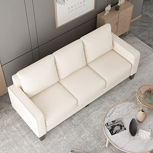 DNChuan 3 Seater Sofa Couch,Fabric with Storage Space/Tool-Free Assembly,Beige