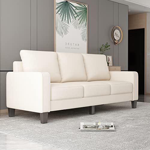 DNChuan 3 Seater Sofa Couch,Fabric with Storage Space/Tool-Free Assembly,Beige