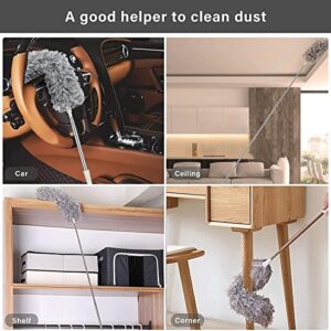 Acalu Feather Dusters for Cleaning Tool,100" Duster with Extension Pole Extendable Bendable Cobweb Telescoping Long Dusters for High Ceiling Fan, Furniture,Blinds, Vents, Cars