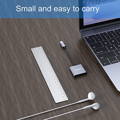 ANDAPA USB C Splitter, Dual USB C Audio and Charger Adapter with PD 60W Fast Charging Dongle Fit for Galaxy S22 S21 S20 S20+ Note 20,Pixel 6/5XL,ipad pro