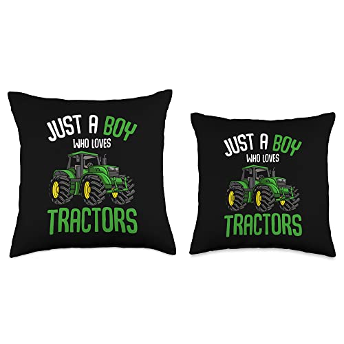 Farming Designs & Gift Idea Just Loves Tractors Farm Boys Kids Throw Pillow, 16x16, Multicolor