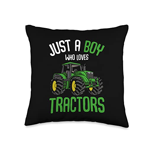 Farming Designs & Gift Idea Just Loves Tractors Farm Boys Kids Throw Pillow, 16x16, Multicolor