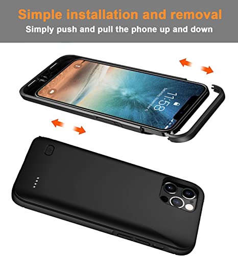 HUGUODONG Battery Case iPhone 12 Mini(5.4 inch), Large Capacity 8200mAh Ultra-Thin Portable 2-in-1 Charging and Protection case,Compatible with Mini Extended Charger -Black